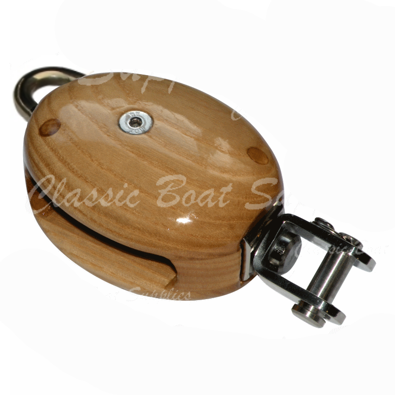 Davey Swivel Eye Wooden Block - Single with Becket