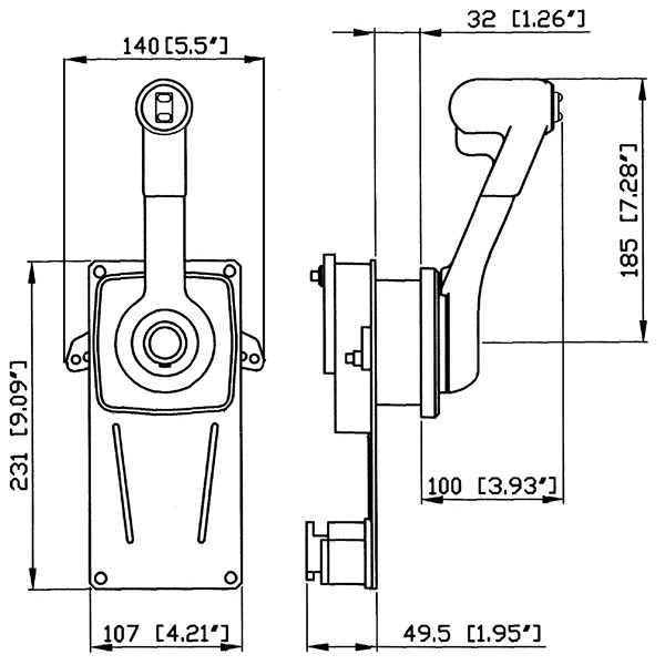 Ultraflex Aluminium Single Lever Side Mount Controls - Dual Function ...