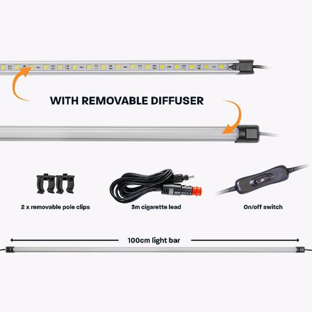 Hardkorr 100cm (1m) White LED Light Bar Kit with Diffuser (RBW100CIGD ...