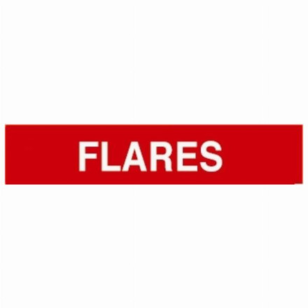 "Flares" Safety Sign - White on Red (463615) | Boat Warehouse Australia
