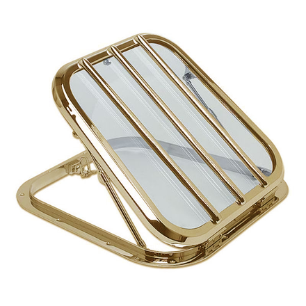 Brass Square Deck Hatch - Caged - Polished Brass