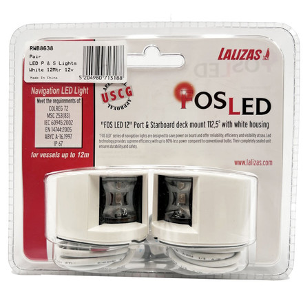 Lalizas FOS 12 LED Port & Starboard Lights - Horizontal Mount (Pair ...