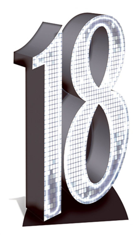 Lifesize Cardboard Cutout of Number 18 Silver From Birthday Numbers buy ...