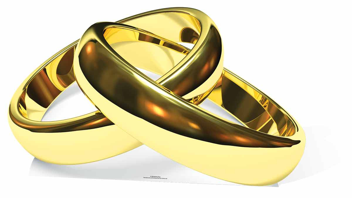 Gold Wedding Rings Cardboard Cutout / Standee / Stand Up