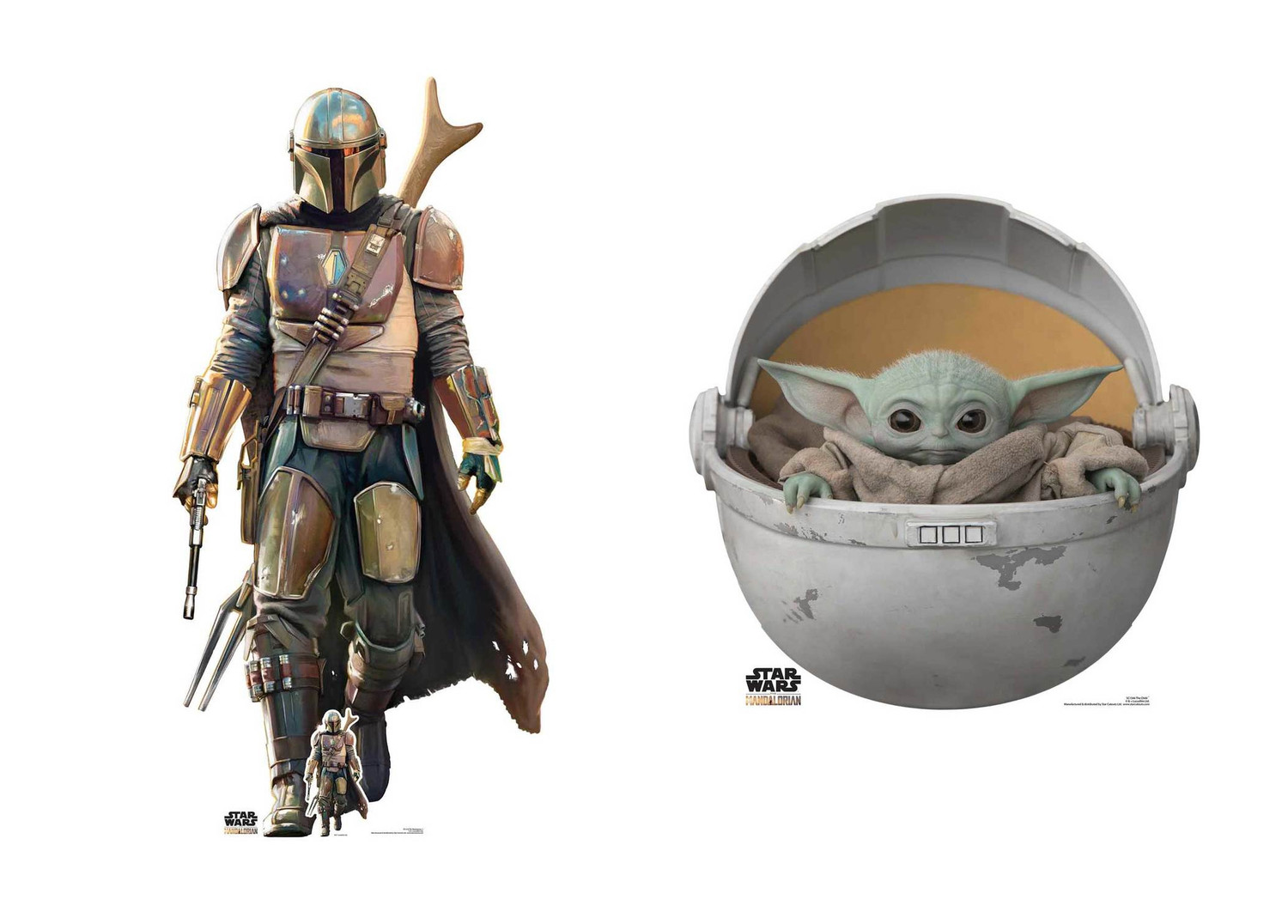 The Mandalorian and Baby Yoda Official Star Wars Cardboard Cutout Pack of 2