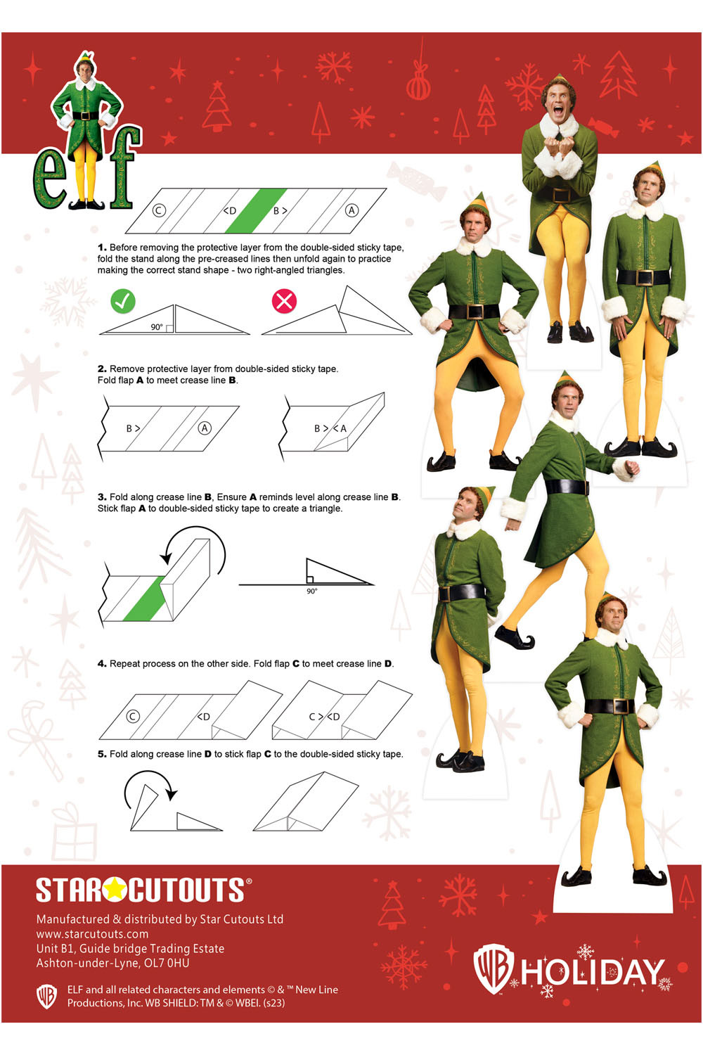 Buddy the Elf Table Top Cardboard Cutouts Party Pack of 10