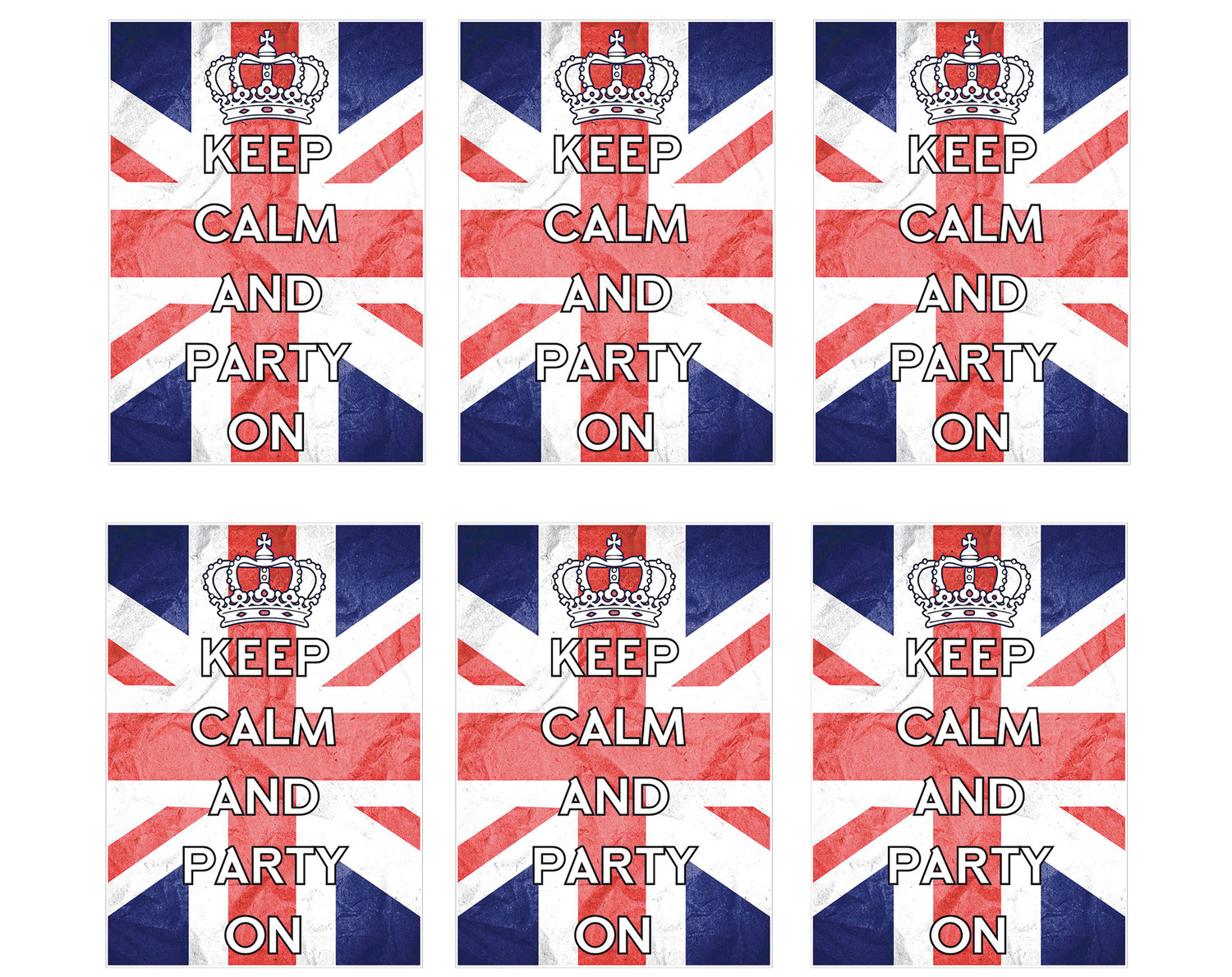 Keep Calm and Party On VE Day Double Sided Poster Flags 6 Pack