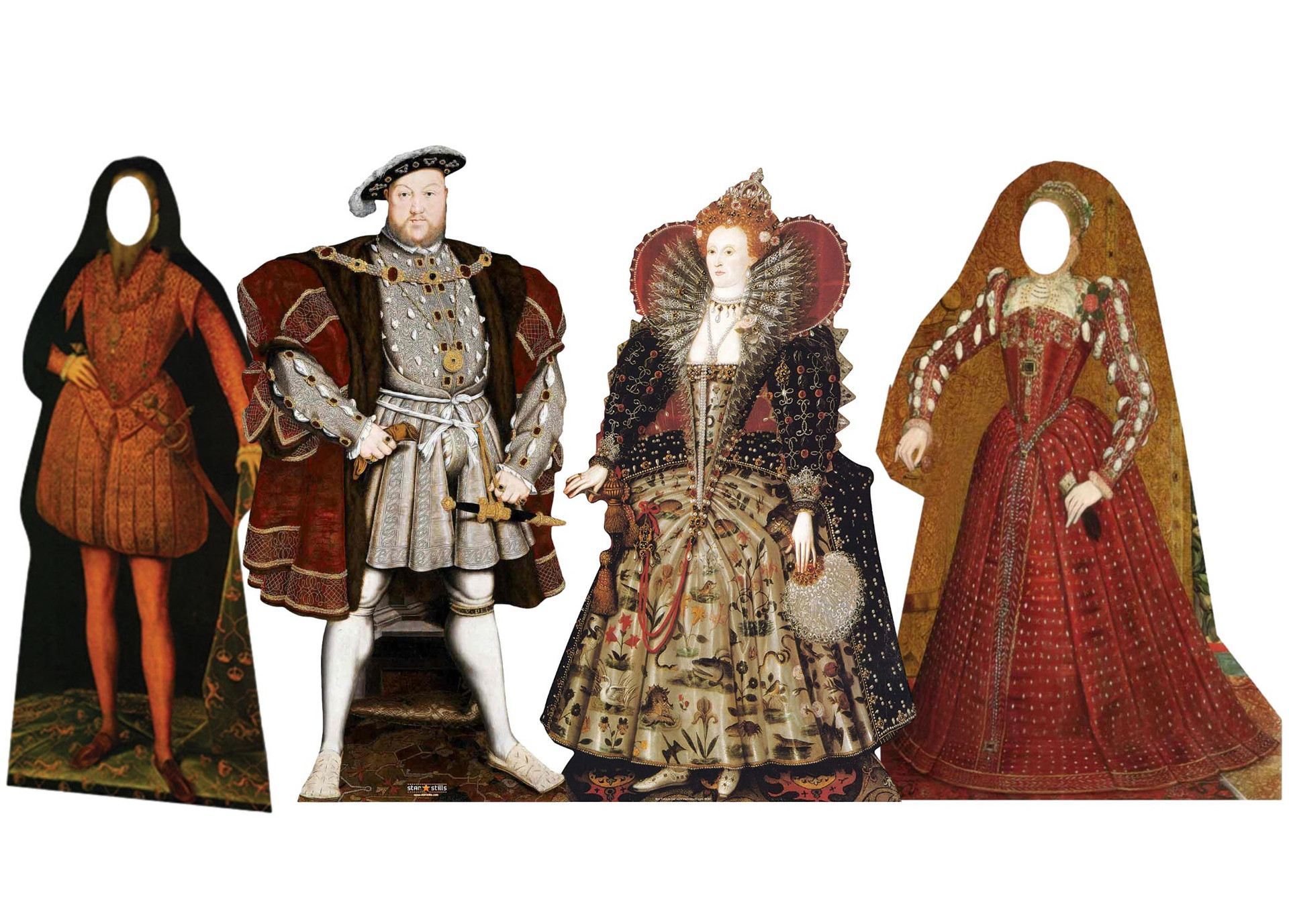 Lot de 2 découpes en carton Les Tudors Henry VIII Elizabeth I