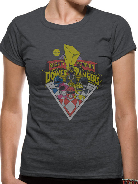 Mighty Morphin Power Rangers Group Shot Official Grey Unisex T-Shirt ...