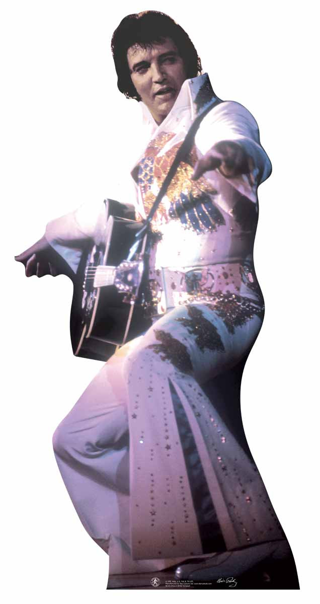 Lifesize Cardboard Cutout of Elvis Las Vegas White Suit From Elvis ...