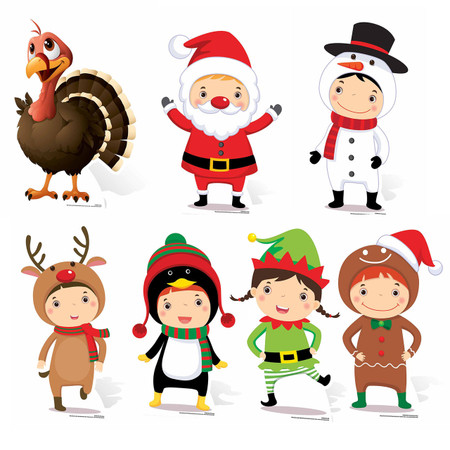 Mini Christmas Themed Cardboard Cutout Collection - Set Of 7 Cutouts