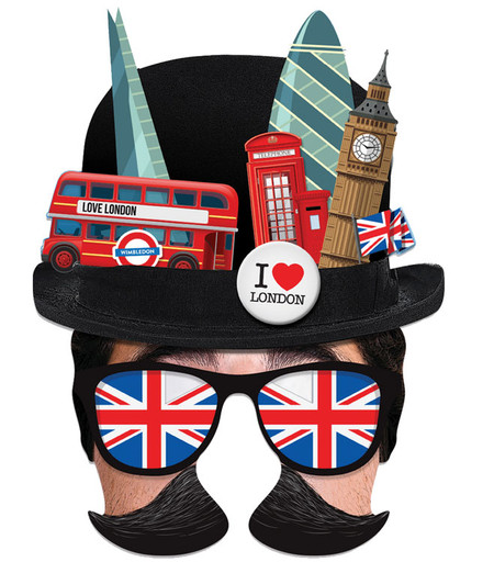 London Tourist Bowler Single 2D Card Party Half Face Mask