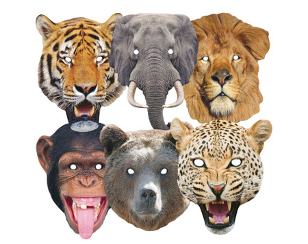Wild Animals Variety 2D Card Party Masks 6 Pack