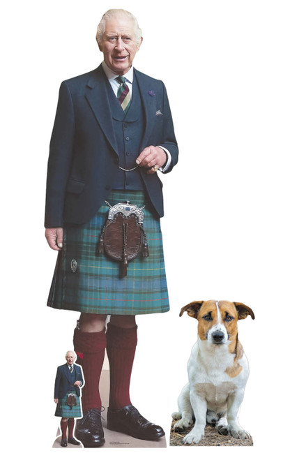 King Charles III Kilt et Jack Russell Dog Lot de 2 découpes en carton