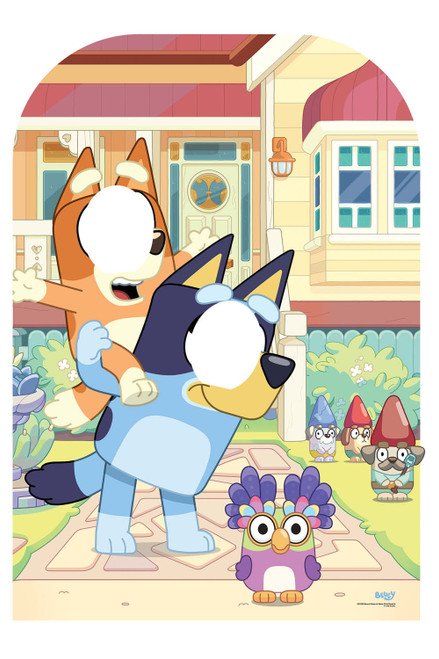 Bluey und Bingo bei Home Pardboard Stand-in offizieller Standup