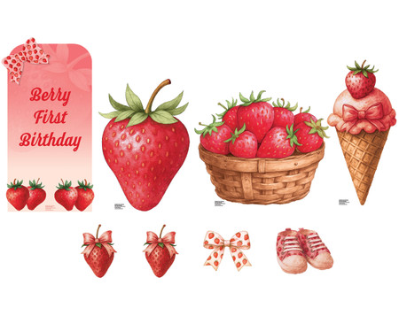 Berry Ice Cream First Birthday Cardboard Cutout Multi Pack Bundle