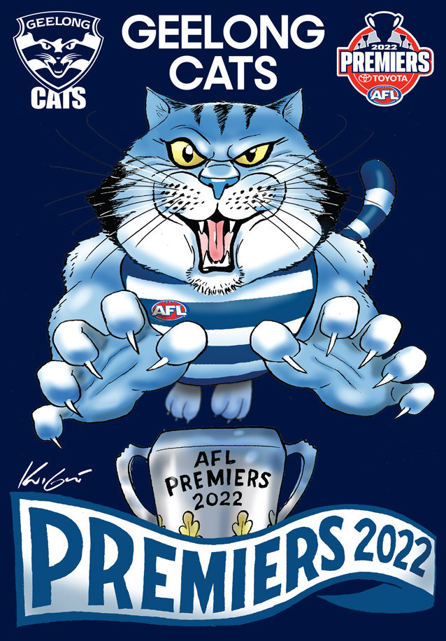 Official AFL Merchandise: Geelong Cats 2022 AFL Premiers Caricature ...
