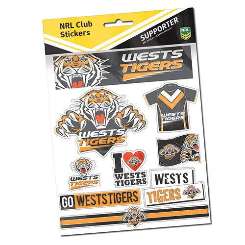 Official NRL Merchandise: West Tigers NRL Sticker Sheet