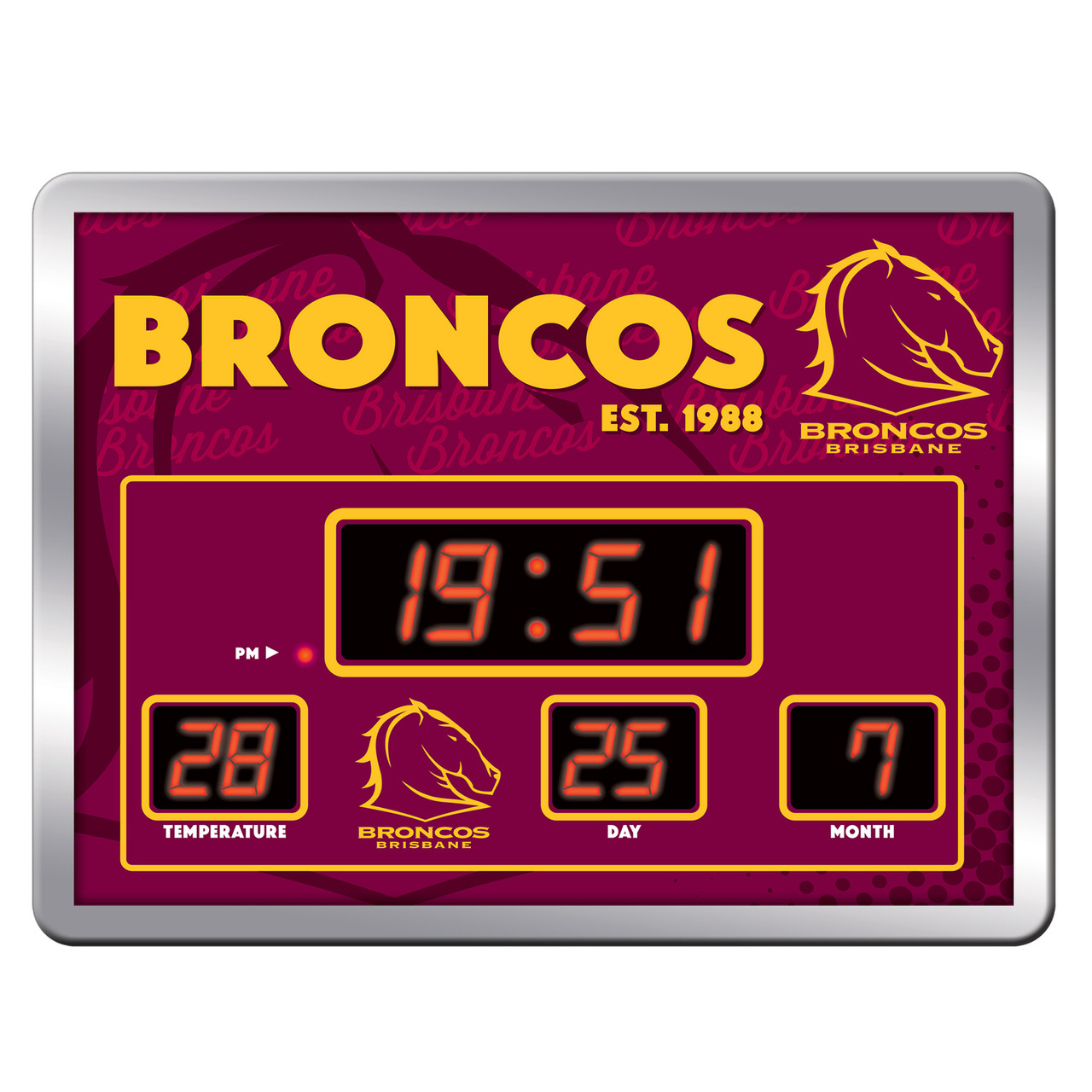 Official NRL Merchandise: Brisbane Broncos NRL LED Scoreboard Clock