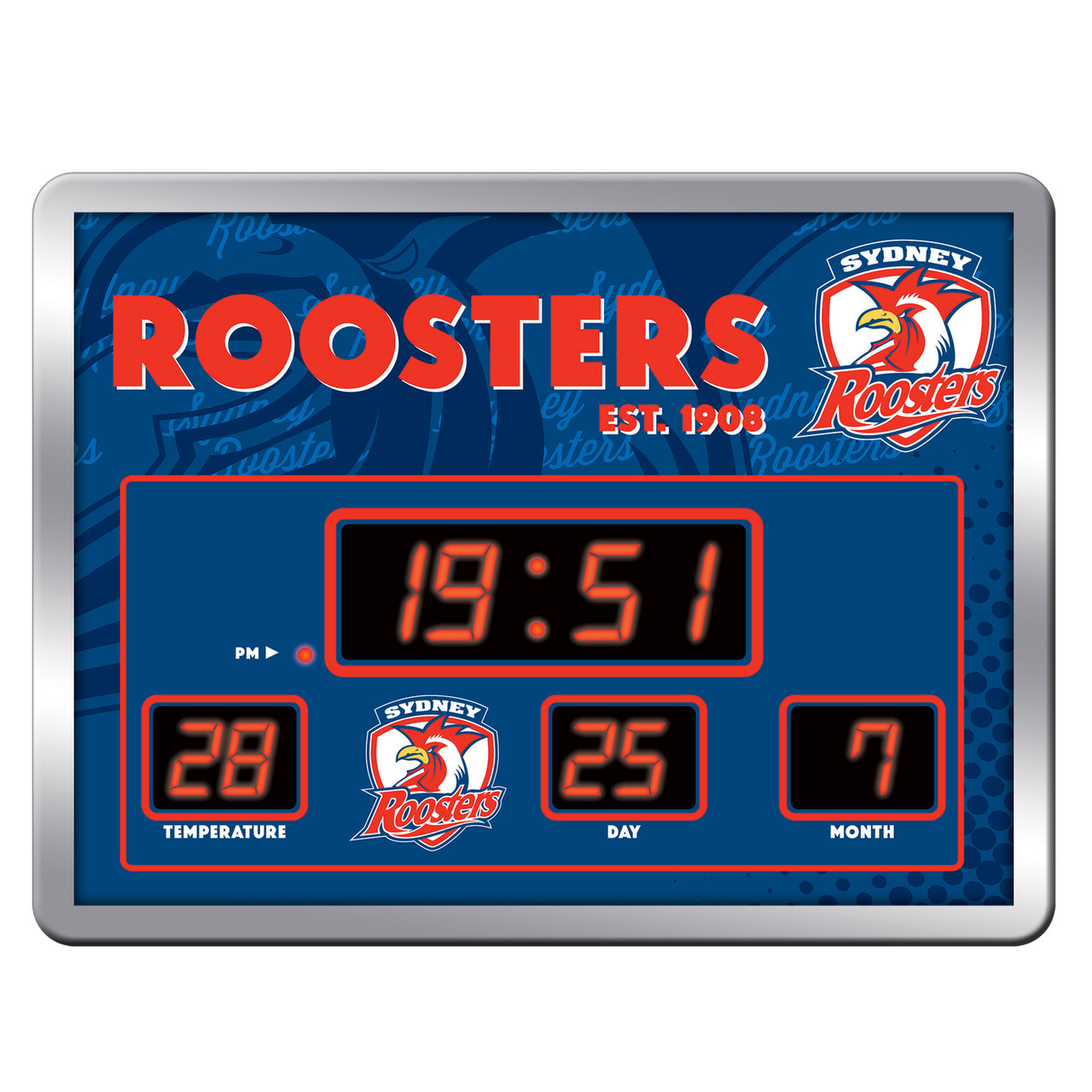 Official NRL Merchandise: Sydney Roosters NRL LED Scoreboard Clock