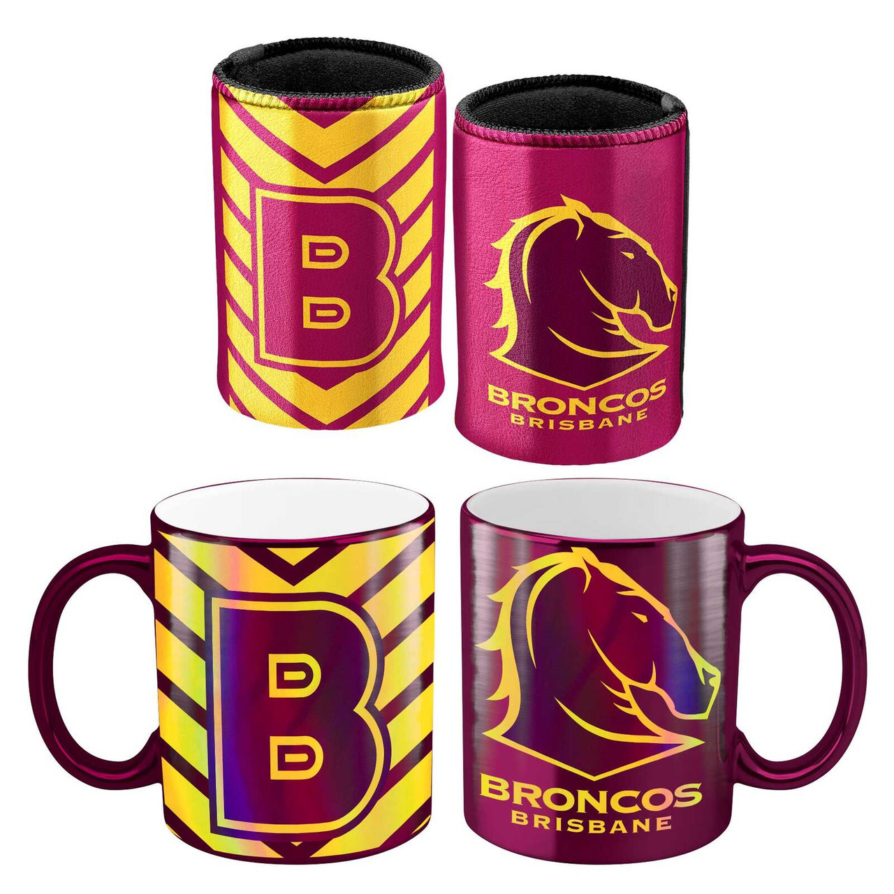 Official NRL Merchandise: Brisbane Broncos NRL Metallic Can Cooler ...