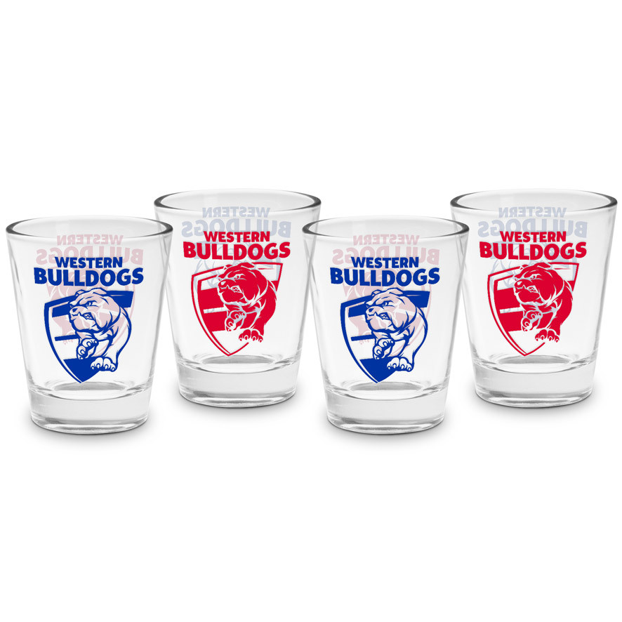 Official AFL Western Bulldogs AFL 4 Pack Shot Glass