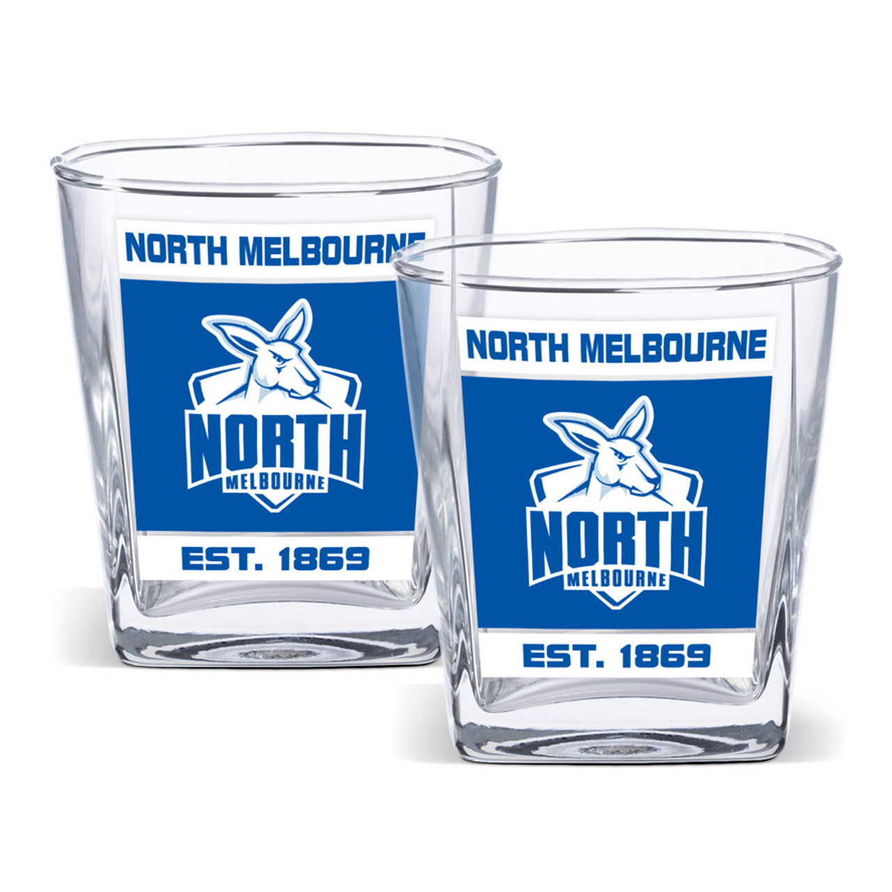 Official Afl North Melbourne Kangaroos Afl 2 Pack Spirit Glasses