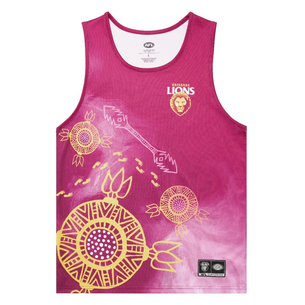 Official AFL Brisbane Lions AFL Mens Indigenous Trainning Singlet