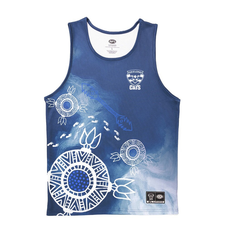 Official AFL Geelong Cats AFL Mens Indigenous Trainning Singlet