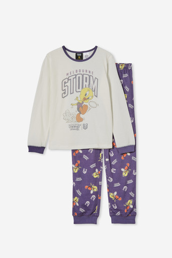Official NRL Merchandise: Melbourne Storm NRL Kids Looney Tunes Team Pj's