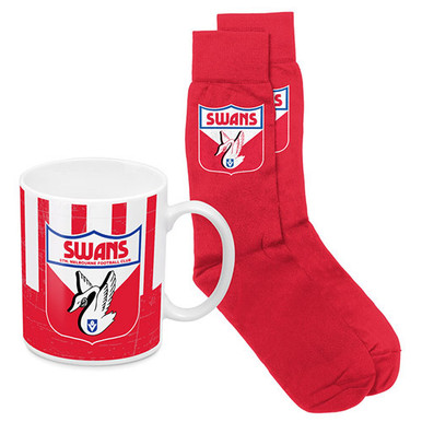 SHOP FOR OFFICIAL AFL SYDNEY SWANS HERITAGE MUG AND SOCK PACK