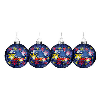 Official AFL Merchandise: Adelaide Crows Set Of Four Glitter Baubles