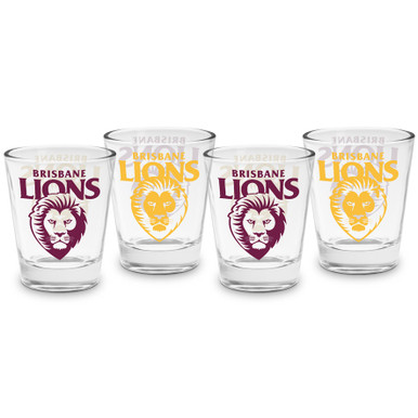 Official AFL Brisbane Lions AFL 4 Pack Shot Glass