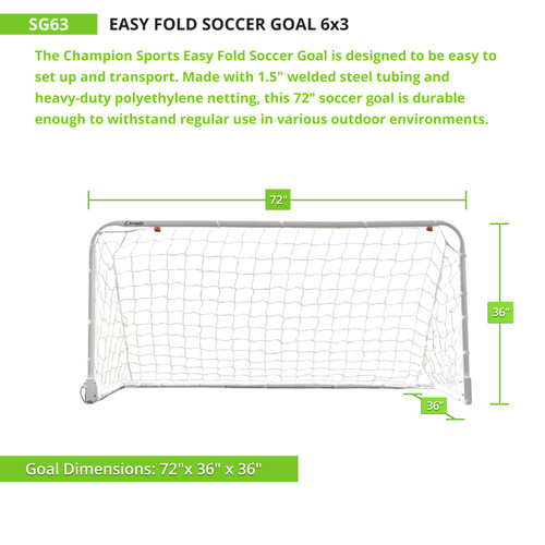EASY FOLD SOCCER GOAL, 6' X 3' - Champion Sports
