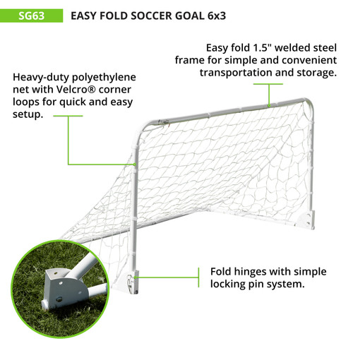 EASY FOLD SOCCER GOAL, 6' X 3' - Champion Sports