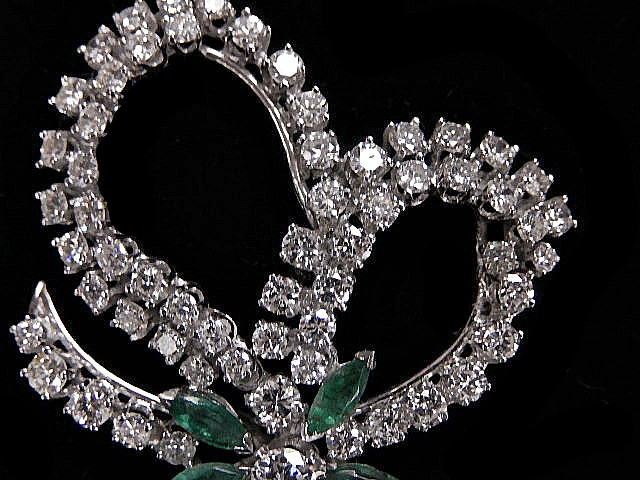 DIAMOND~EMERALD PIN | Antique Womens Pins NYC | Vintage Womens Brooches ...