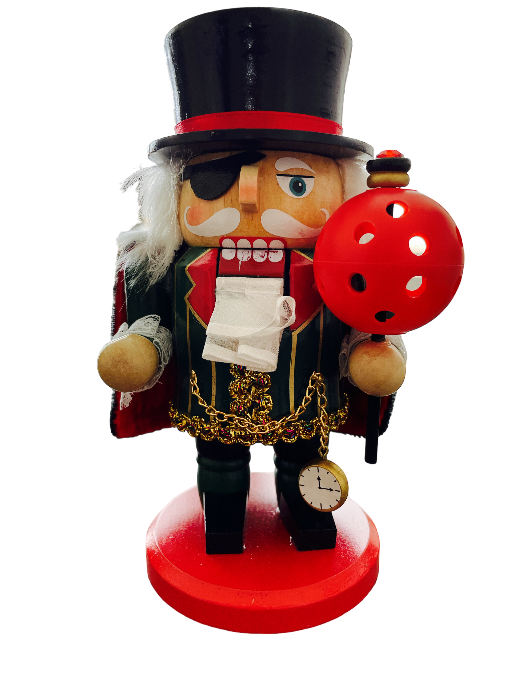 Dr. Drosselmeyer Holiday Nutcracker with a Pickleball walking stick Offers traditional charm
