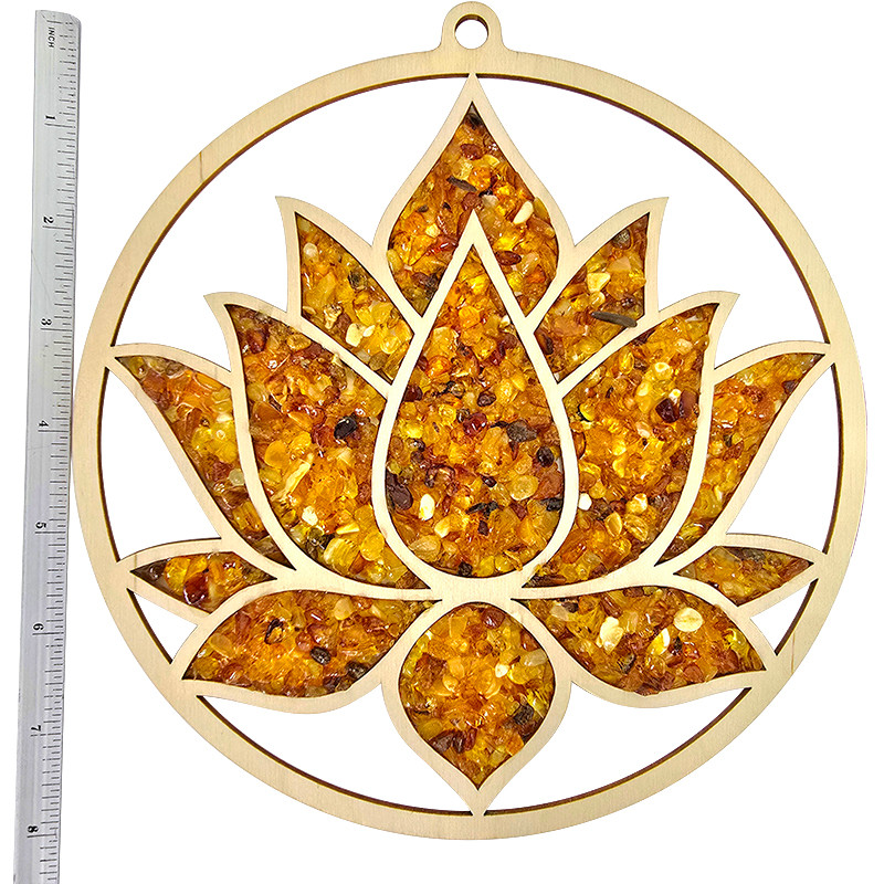 Large Lotus Amber Suncatcher / Ornament 20 cm