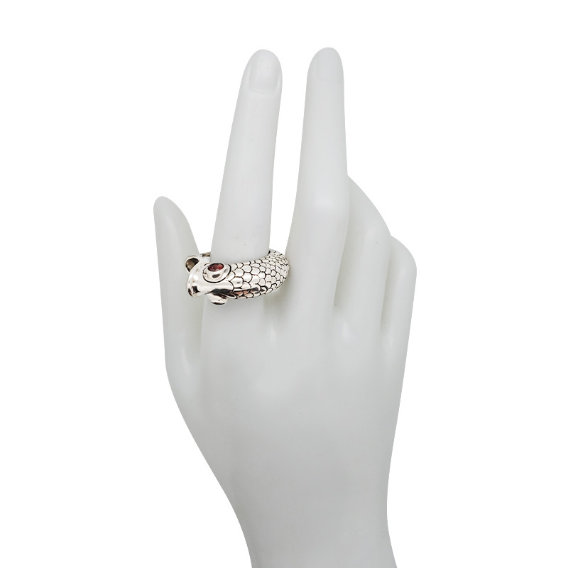 Garnet Sterling Silver Fish Ring - Amberman