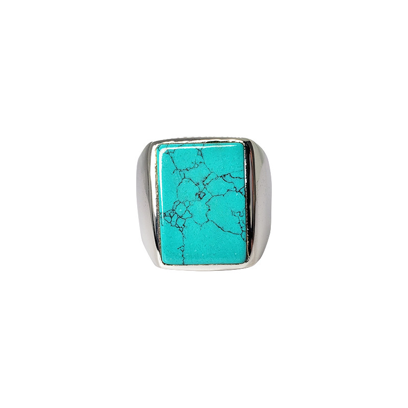Howlite Sterling Silver Man's Ring - Amberman