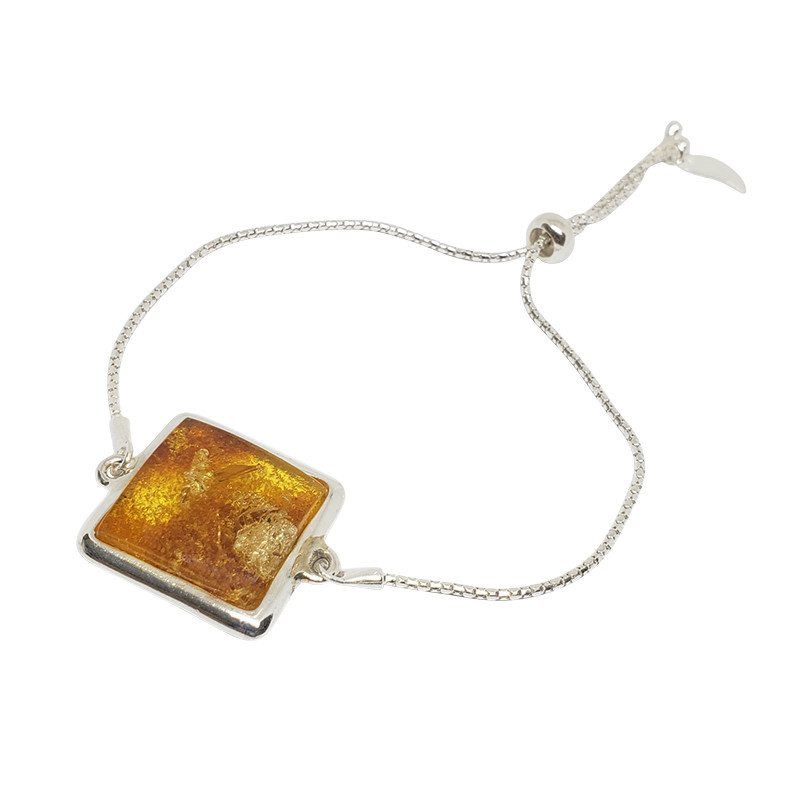 Natural Color Genuine Baltic Amber Adjustable / Slider Bracelet - Amberman