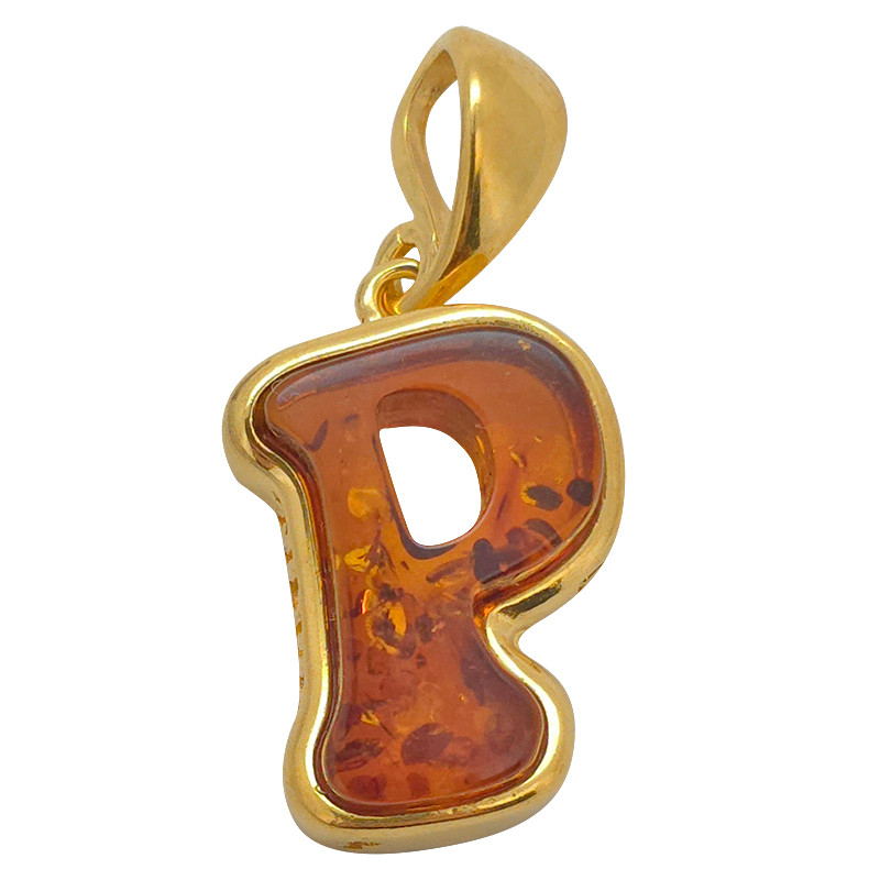 Amber Gold Plated Silver Alphabet Collection Letter P Pendant - Amberman