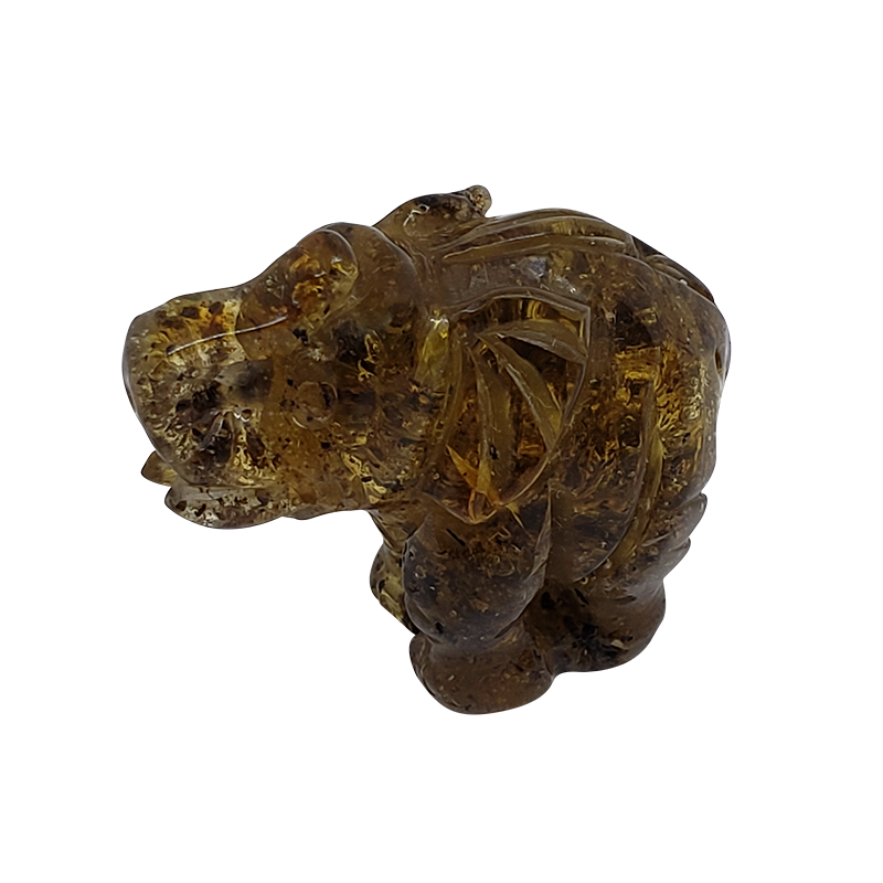 Green Amber Hand Carved Elephant - Amberman