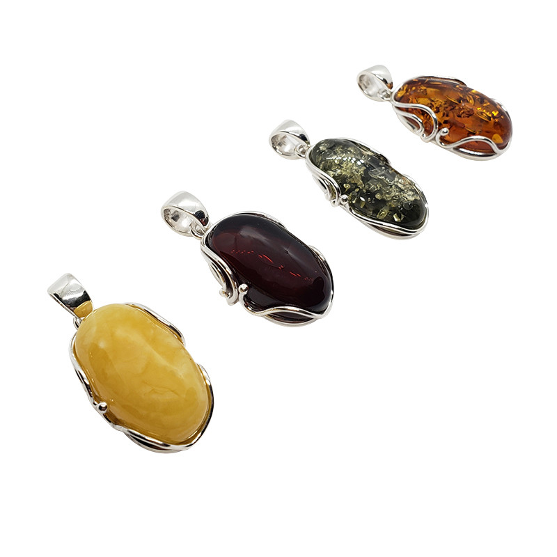 Cherry Amber Sterling Silver Pendant .. - Amberman