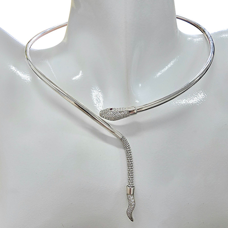 Sterling Silver Snake Necklace - Amberman