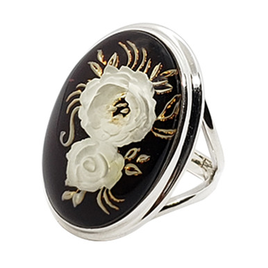 Amber Cameo/Intaglio Rose Adjustable Ring - Amberman