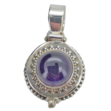 Amethyst Sterling Silver Locket Pendant (P-AM-2332) - Amberman
