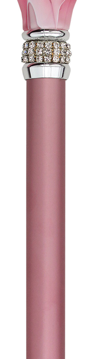 Ladies Pink Pearl Diamond Designer Adjustable Cane with Rhinestone ...