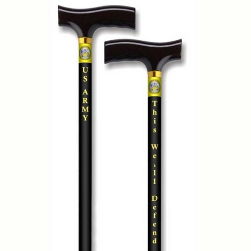 US Army Adjustable Black Shaft Walking Cane-USA Support - Exquisite Canes