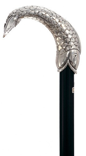 Pisces Silver Plated Fish Handle Walking Cane - Exquisite Canes